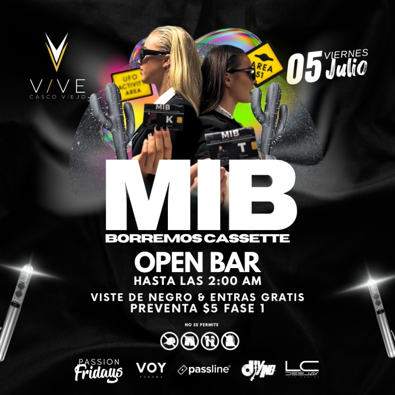 MIB PARTY / OPEN BAR HASTA LAS 2AM - Passline